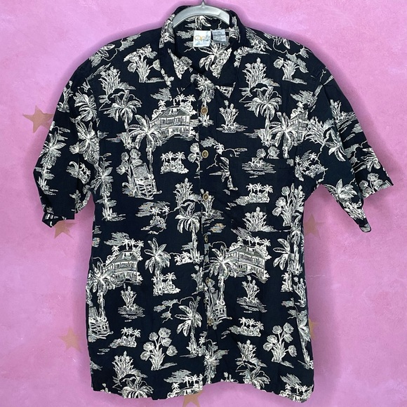 OP | Shirts | Op Sport Mens Shirt Black White Button Down Camp Beach ...
